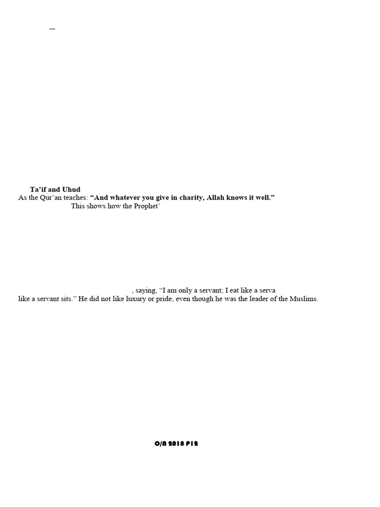 The Holy Prophet's Generosity and Humility Examples | PDF