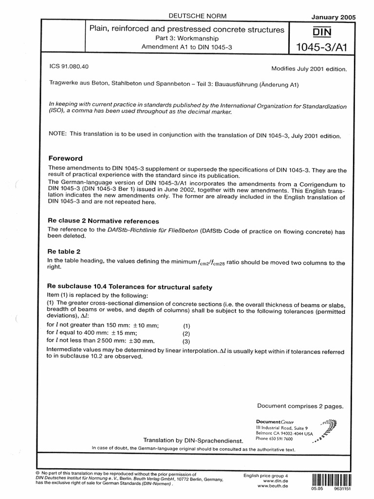 Din 1045 - 3 A1 | PDF