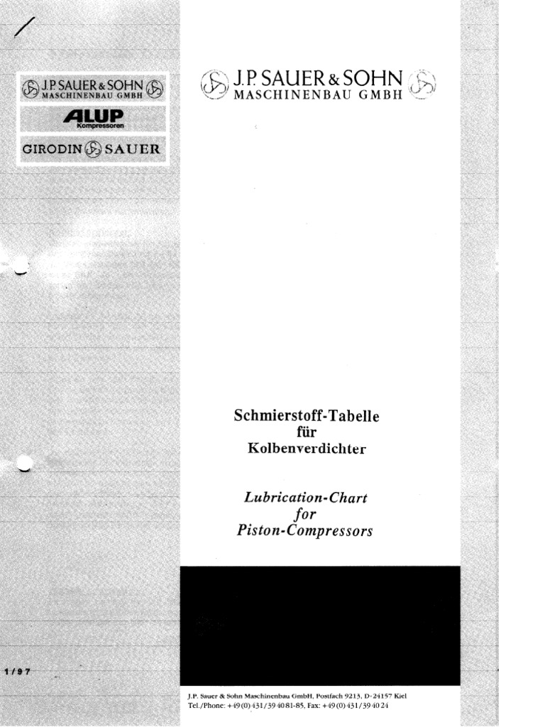 Lubrication Chart For Piston Compressors | PDF