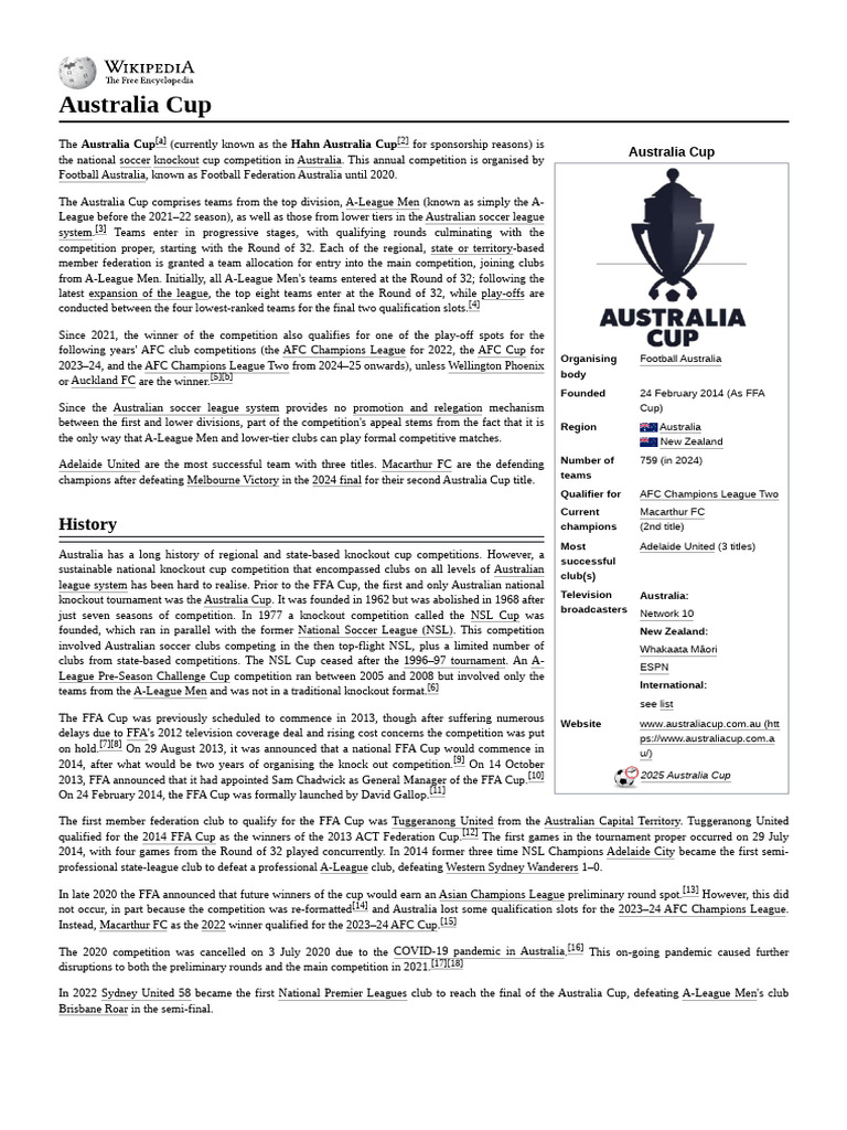 Australia Cup: National Soccer Competition | PDF | Association Football ...