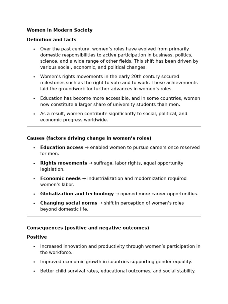 Women in Modern Society | PDF | Woman | Gender Role