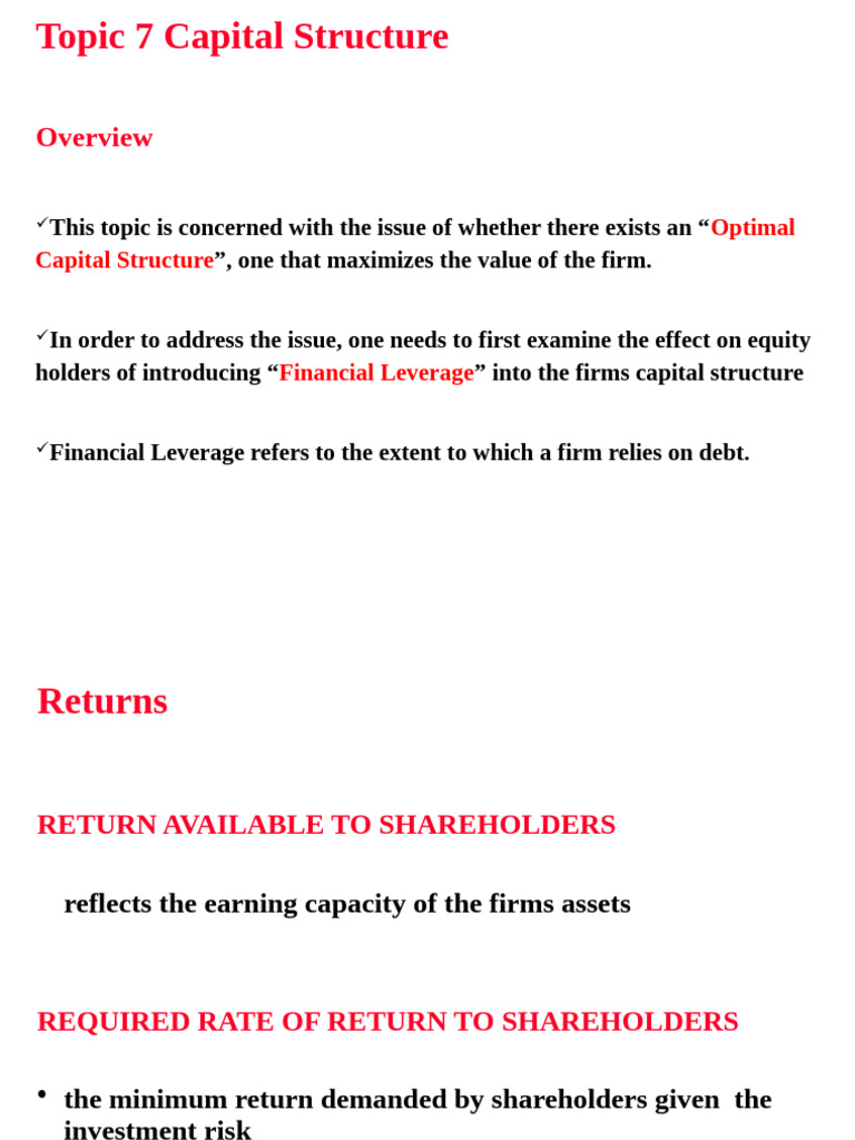Optimal Capital Structure Analysis | PDF | Capital Structure | Cost Of ...