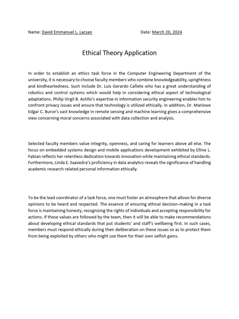 Class Task_Ethical Theory Application | PDF