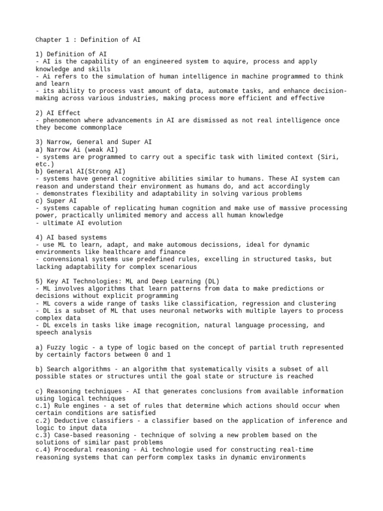 Chapter 1 Definition of AI | PDF | Machine Learning | Artificial ...
