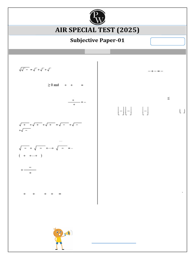 2025 AIR Special Test Mathematics Paper | PDF | Numbers | Real Number