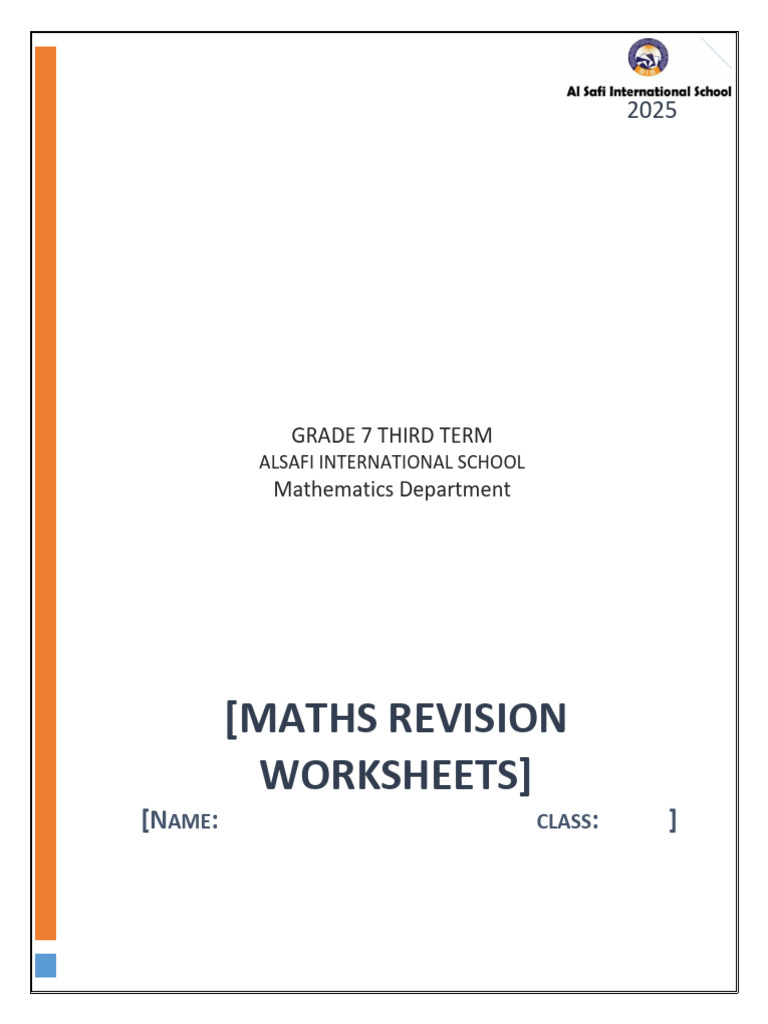 Grade 7 Maths Revision Worksheets | PDF