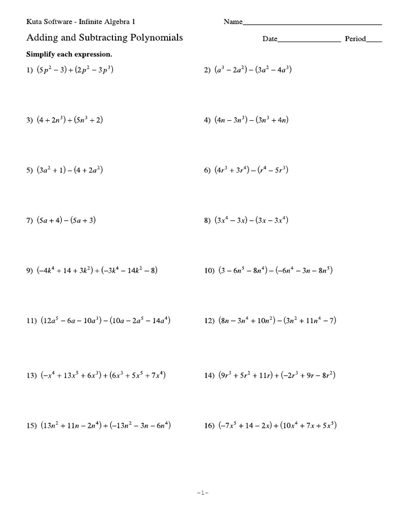 Adding+Subtracting Polynomials | PDF