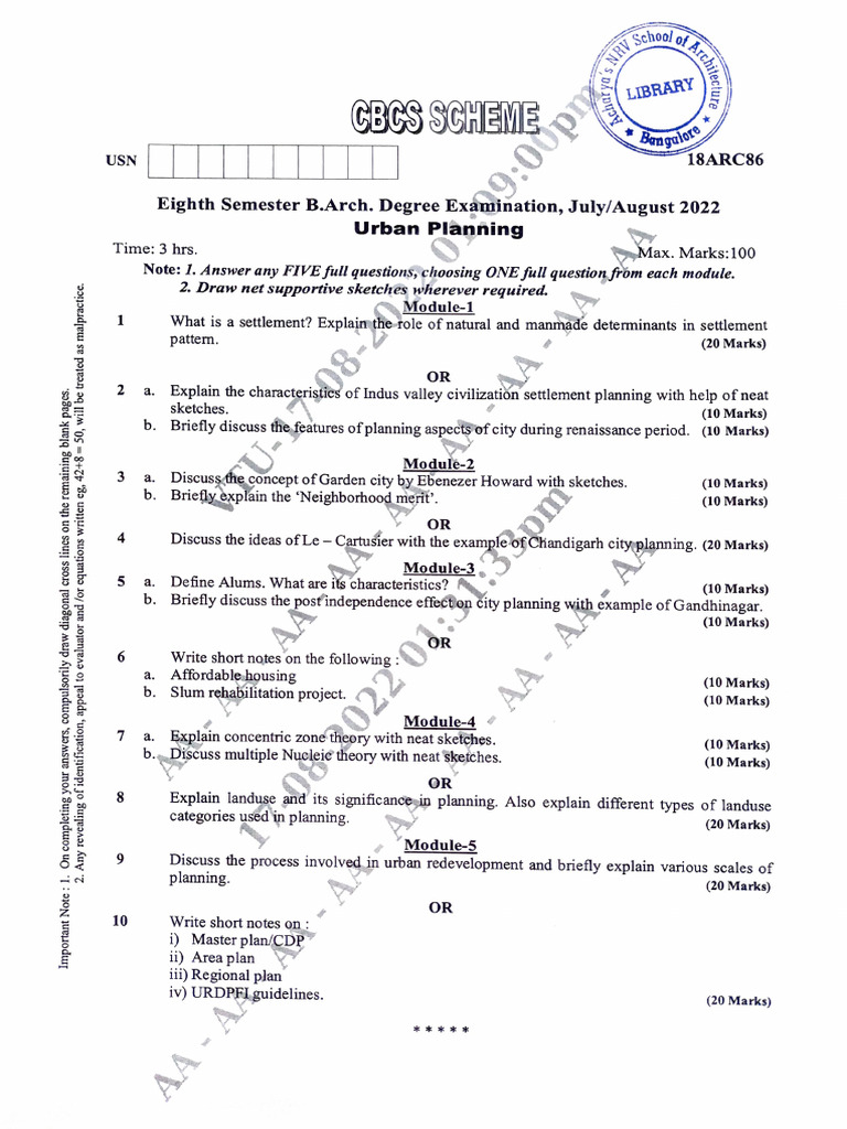 18ARC86 JUL-AUG 2022 Urban Planning | PDF