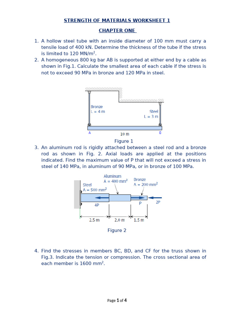 Strength of Material Ass-1 | PDF | Strength Of Materials | Stress ...