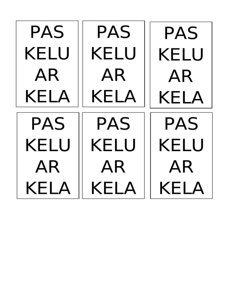 Contoh Pas Keluar Kelas | PDF