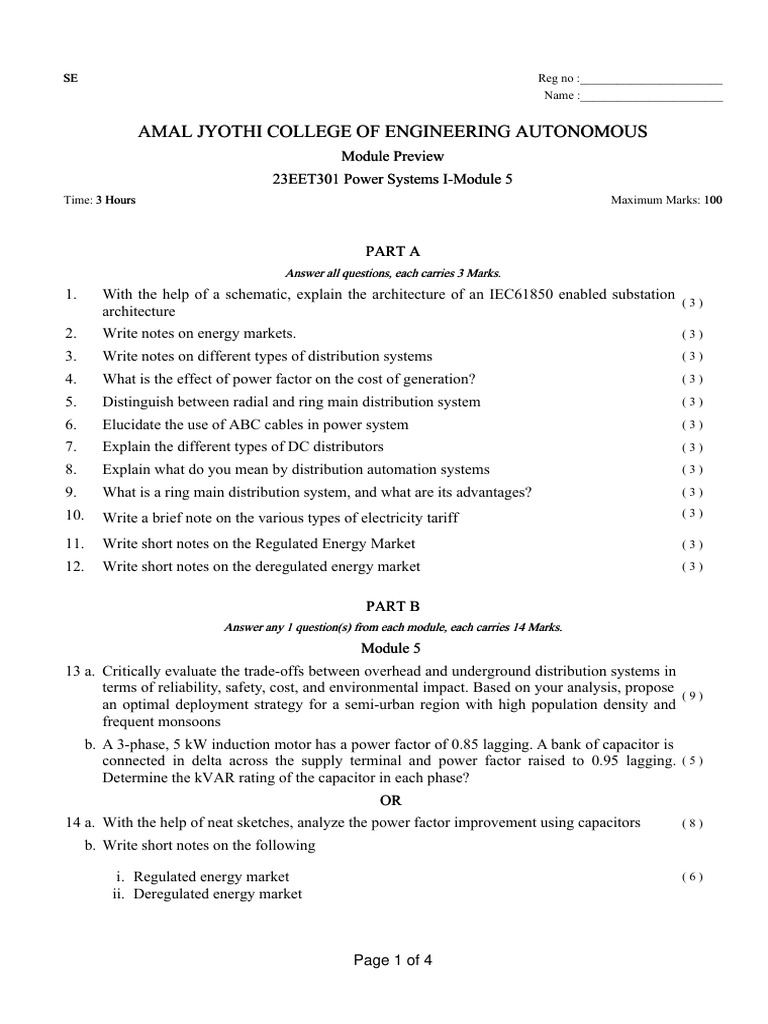 23eet301 Module5 QP | PDF | Capacitor | Electricity