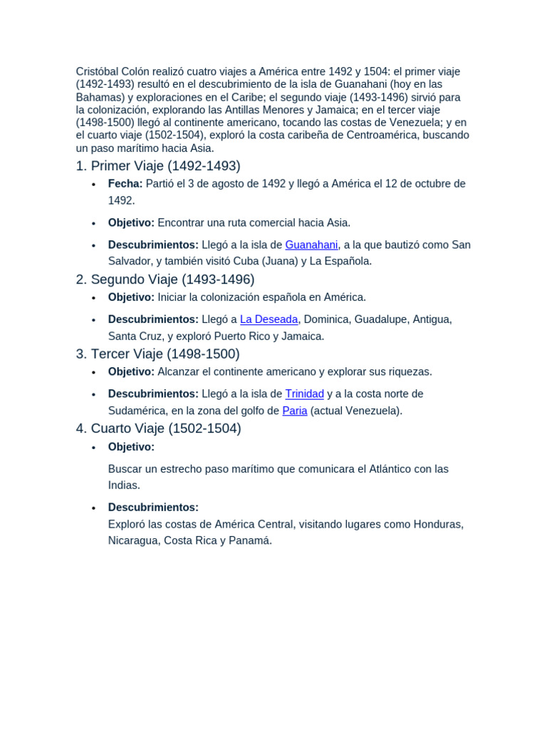 Viajes de Colón a América: 1492-1504 | PDF | Américas | Cristobal colon