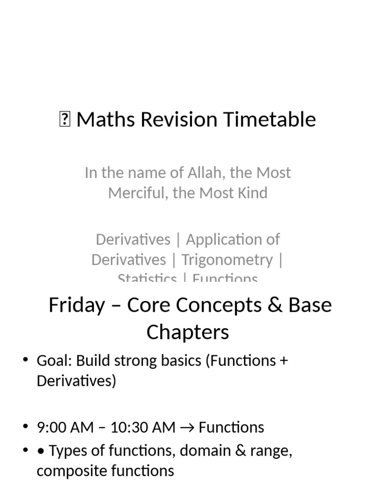 Maths Revision Timetable Guide | PDF