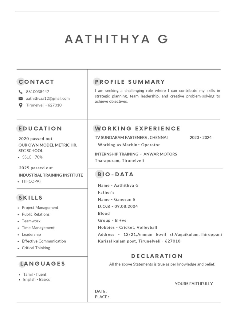 Aathiya Resumee | PDF
