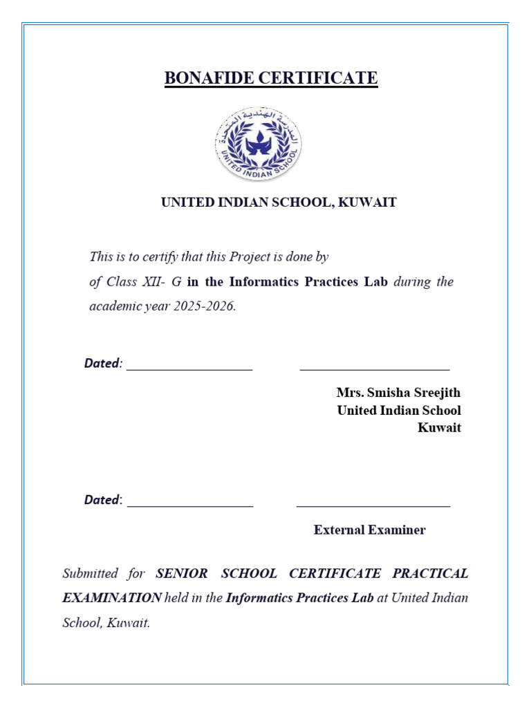 Bonafide Certificate | PDF