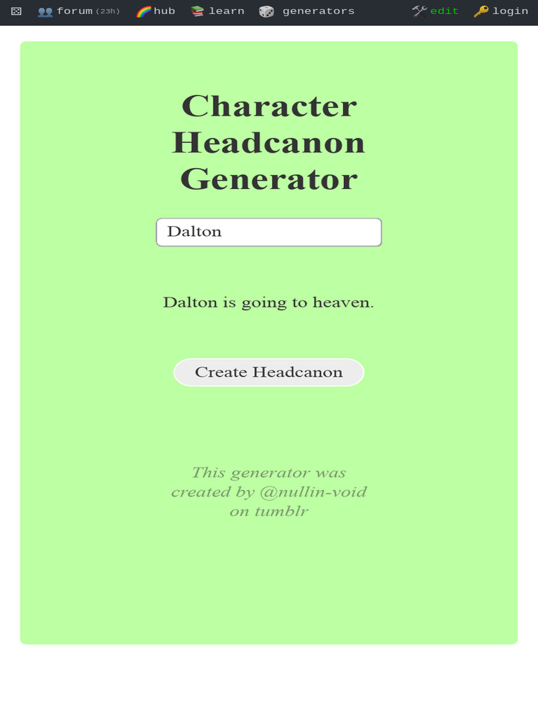 Character Headcanon Generator | PDF