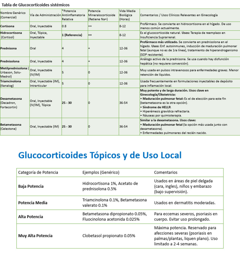 Glucocorticoides: Usos y Potencias en Ginecología | PDF ...
