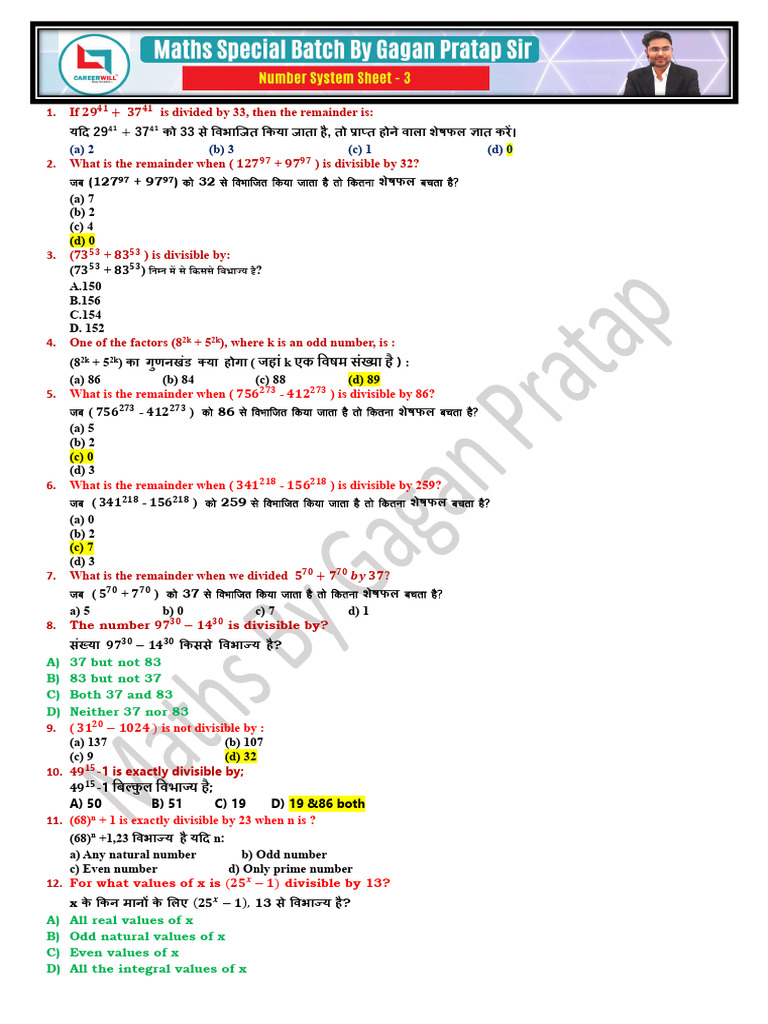 Number System Sheet - 3 & 4 - 548468 - Crwill | PDF