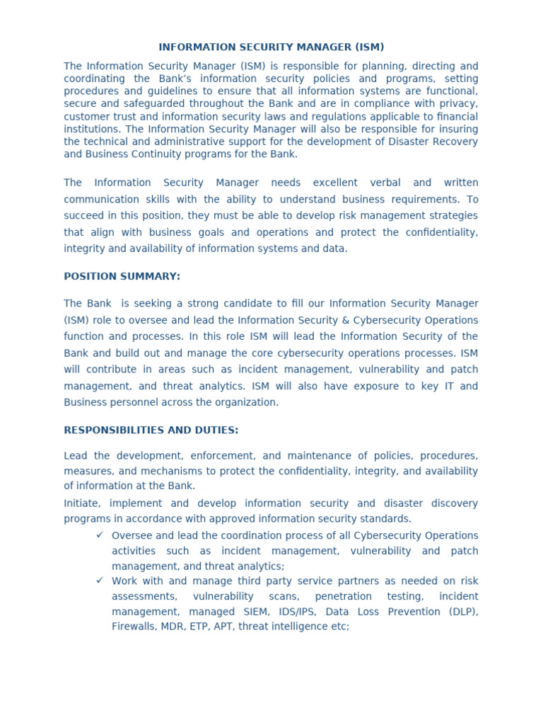 Information Security Manager (Ism) | PDF | Information Security ...