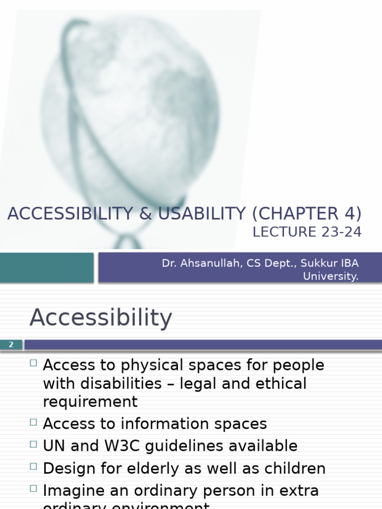 Lecture 19-20 Usability and Accessibility | PDF | Usability | Human Communication