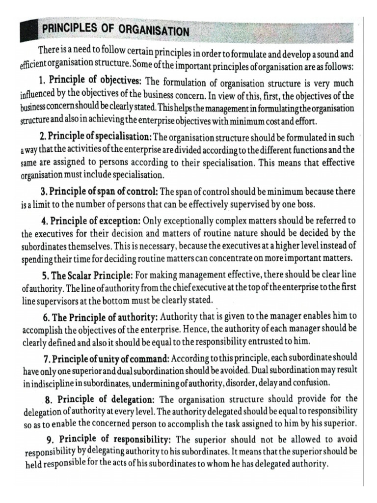 Principles of Organising BBA | PDF