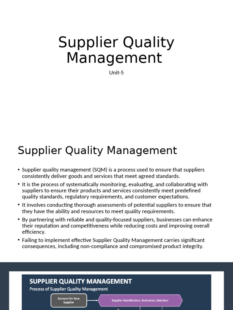 Supplier Quality Management Overview | PDF | Supply Chain | Performance ...