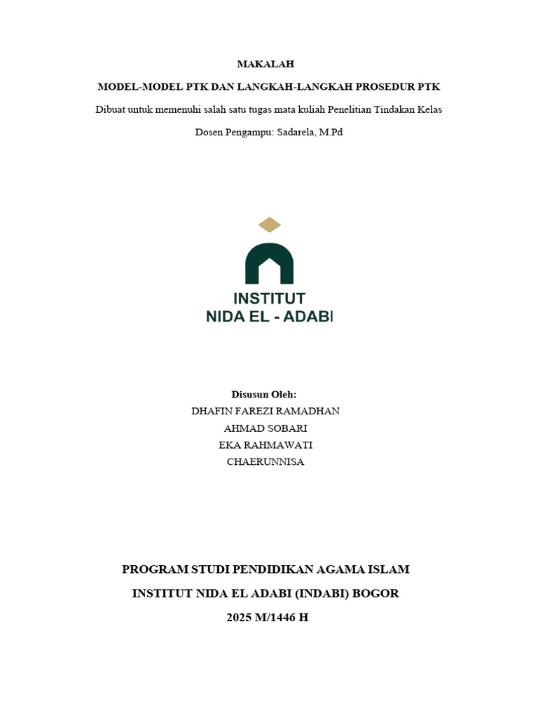 Model dan Prosedur PTK dalam Pendidikan | PDF