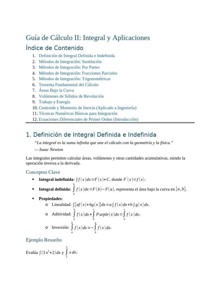 Guía Completa de Integrales y Aplicaciones | PDF | Integral | Cálculo