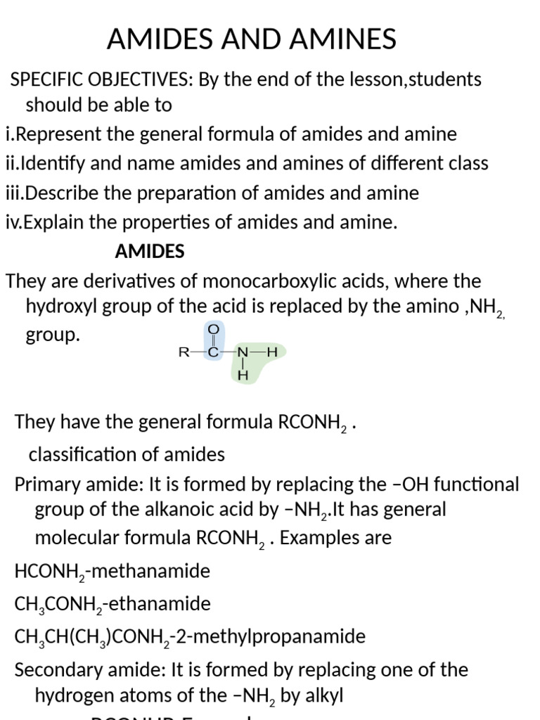 Amides and Amines | PDF | Amide | Amine