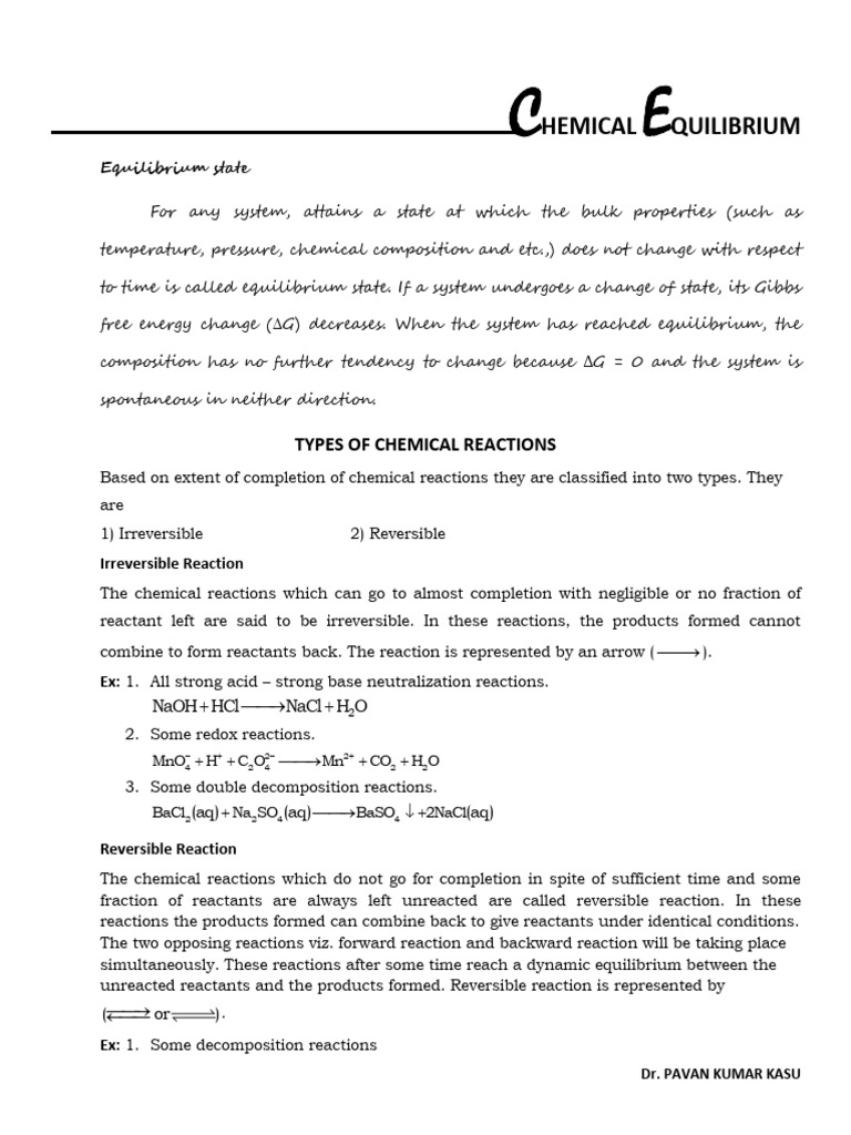 03 Chemical Equilibrium Jr (z+) | PDF | Chemical Equilibrium | Reaction ...