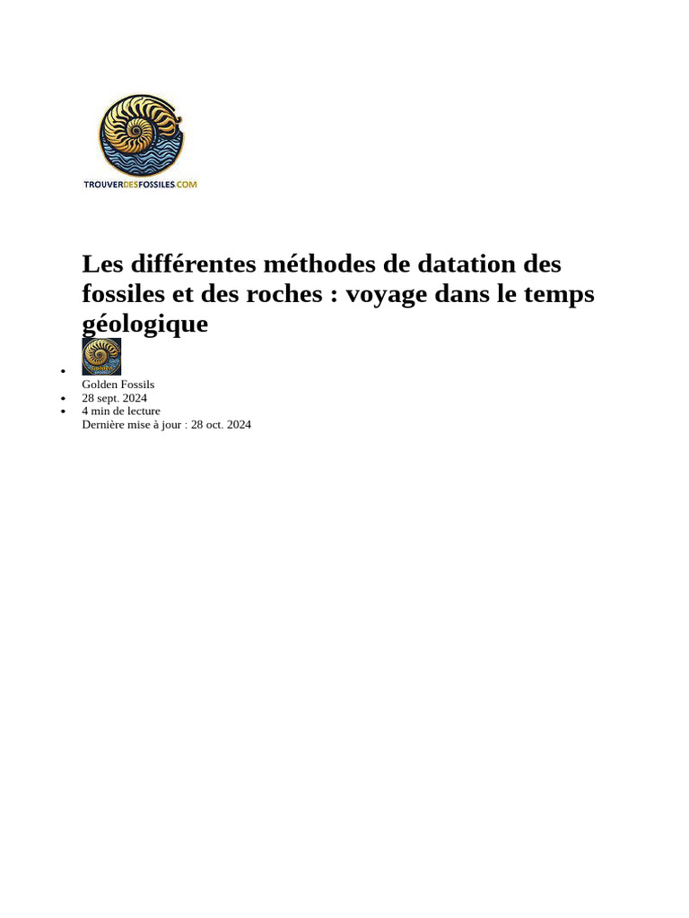 Méthodes de Datation des Fossiles et Roches | PDF | Géologie | Fossile
