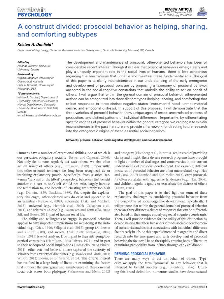Taxonomy of Prosocial Behavior Types | PDF | Emotions | Affect (Psychology)