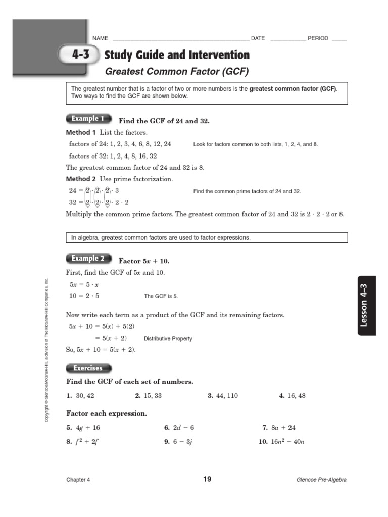 Finding the Greatest Common Factor | PDF