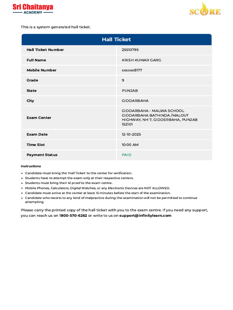 Hall Ticket: Hall Ticket Number Full Name Mobile Number Grade State ...