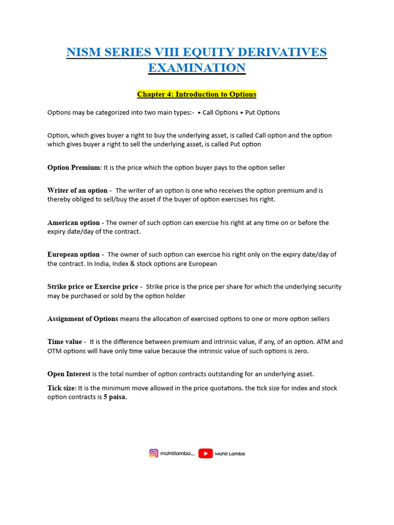 NISM Equity Derivatives Chp4 | PDF | Greeks (Finance) | Option (Finance)