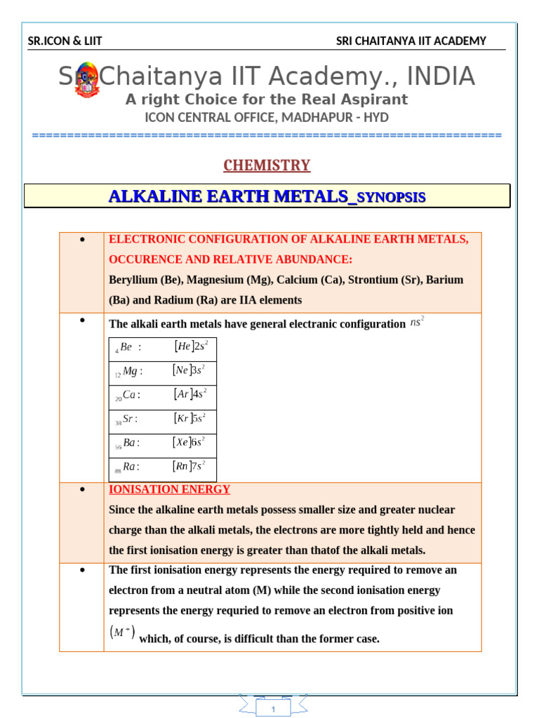 4-2. Alkaline Earth Metals | PDF | Carbonate | Calcium