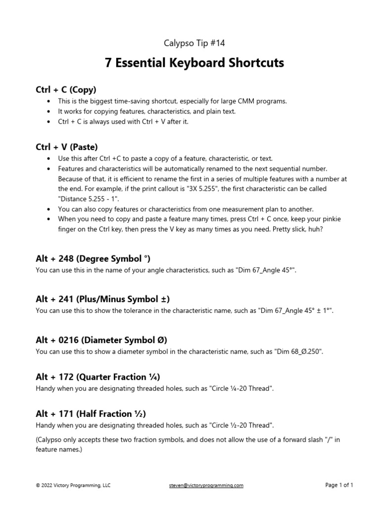 Calypso Tip #014 - 7 Essential Keyboard Shortcuts | PDF