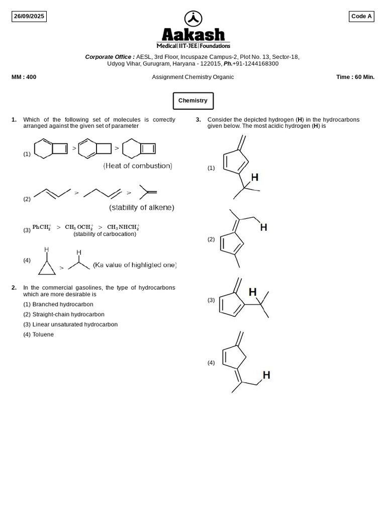 Assignment Chemistry Organic | PDF | Chemical Reactions | Chemistry