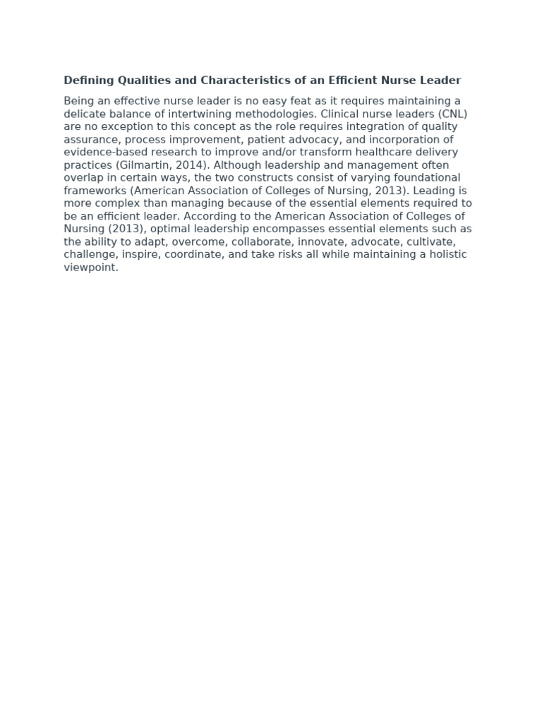 Essential Traits of Effective Nurse Leaders | PDF