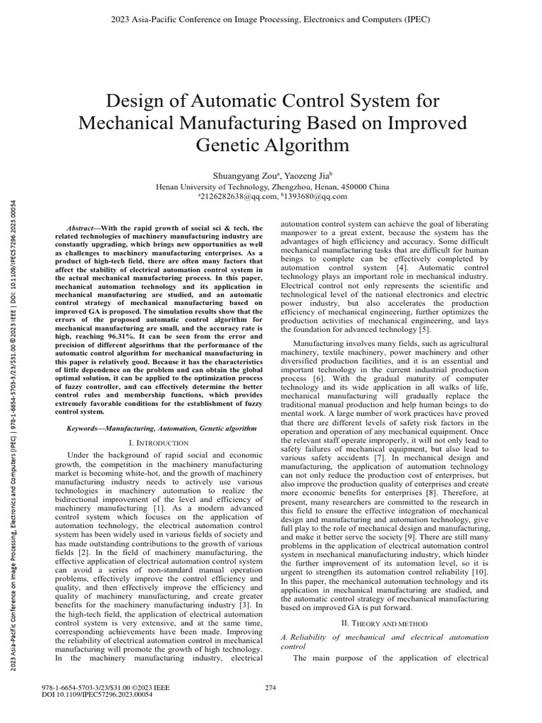 Design of Automatic Control System For Mechanical Manufacturing Based ...