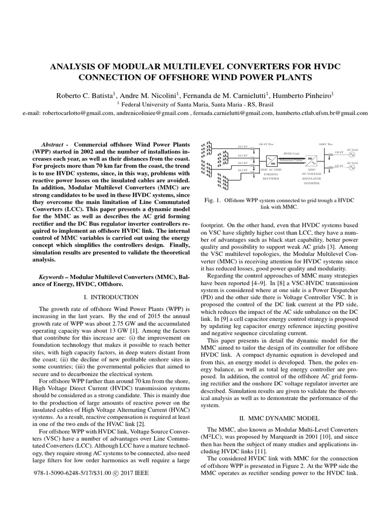Paper 11 Analysis of Modular Multilevel Converters For HVDC Connection ...
