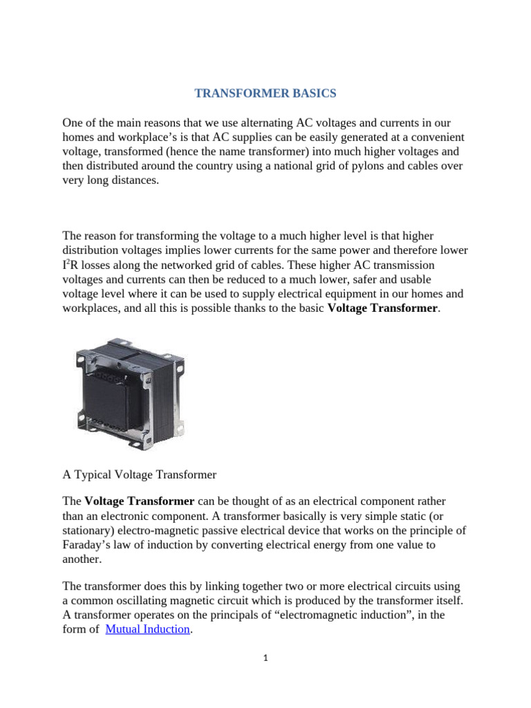 Understanding Voltage Transformers | PDF | Transformer | Inductor