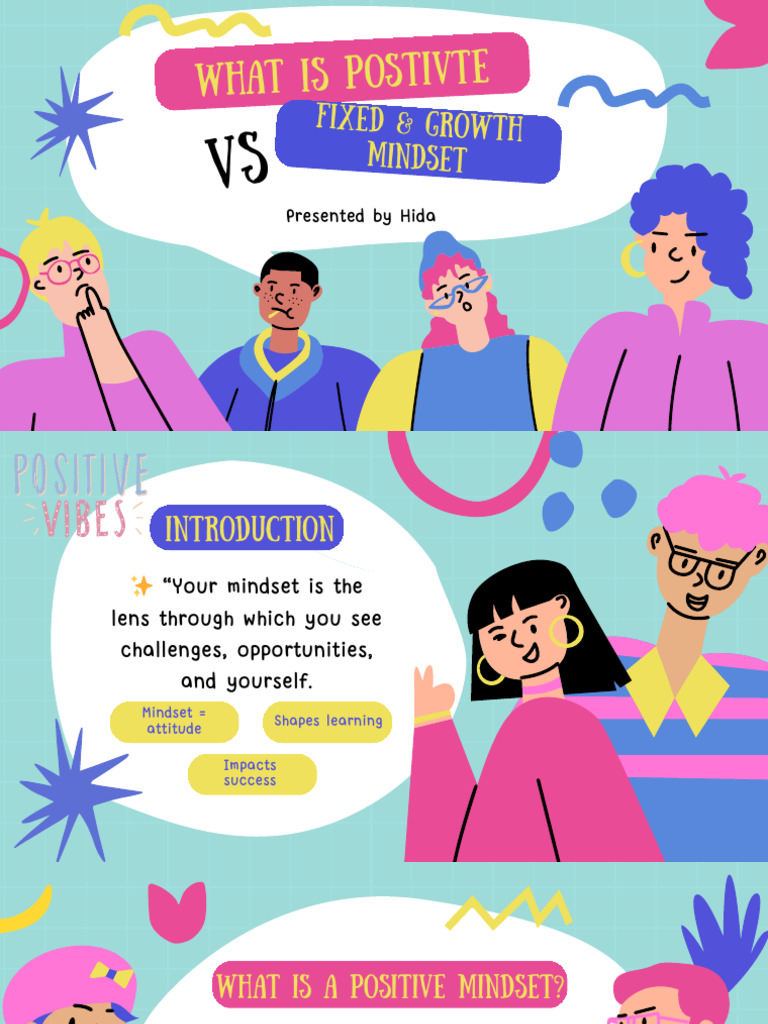 Blue Illustrated Growth Mindset Vs Fixed Mindset Presentation PDF | PDF