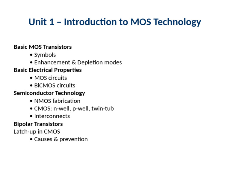 MOS Technology Basics and Circuits | PDF