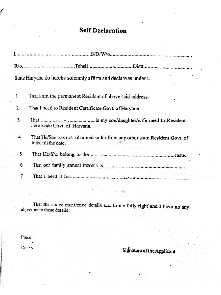 Self Declaration PDF | PDF