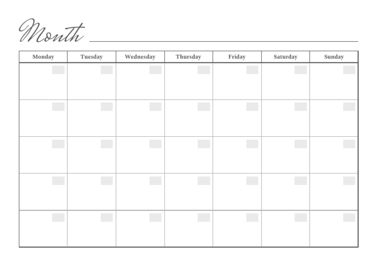 Printable Monthly Calendar 12899 | PDF
