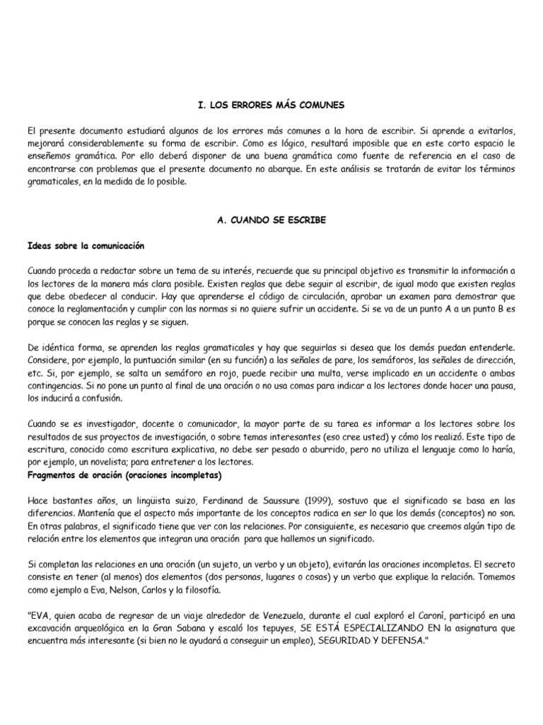 Errores Comunes en la Escritura | PDF | Oración (Lingüística) | Analogía