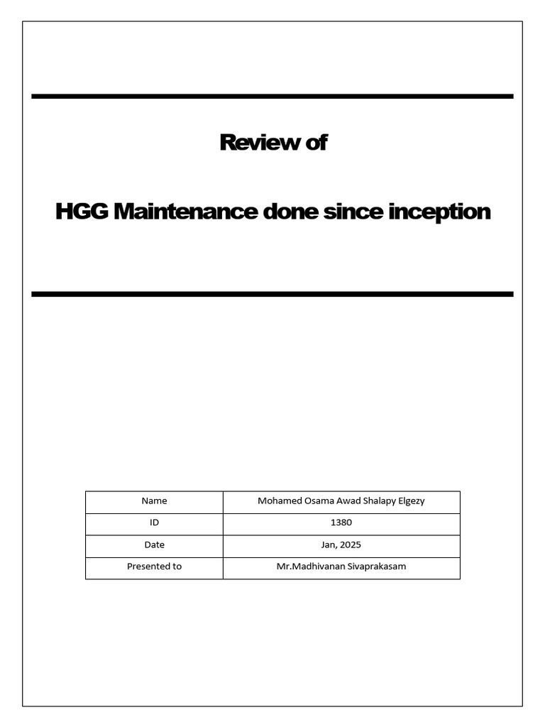 Review of HGG Maintenance Done Since Inception | PDF | Refractory ...