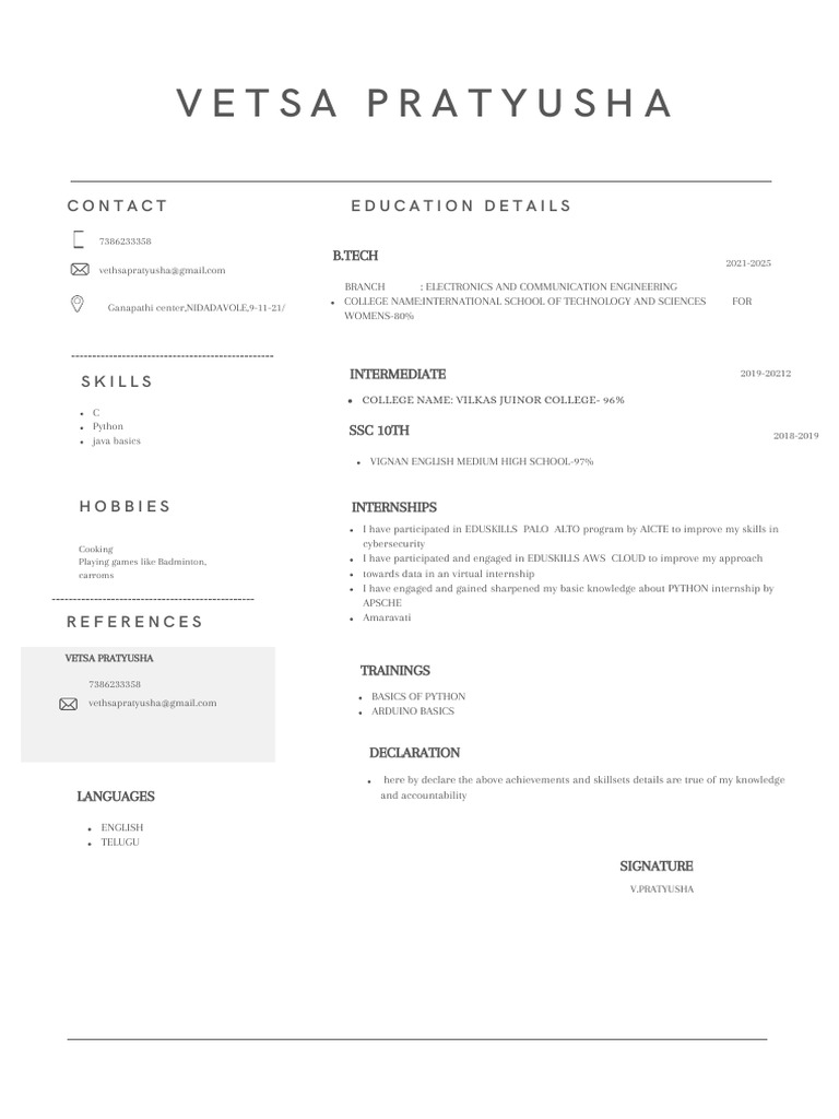 Minimalist White and Grey Professional Resume | PDF | Computing