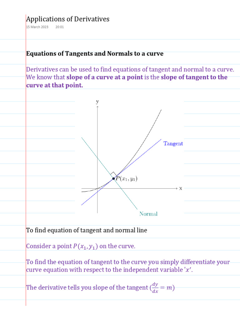 Applications of Derivatives | PDF | Tangent | Derivative